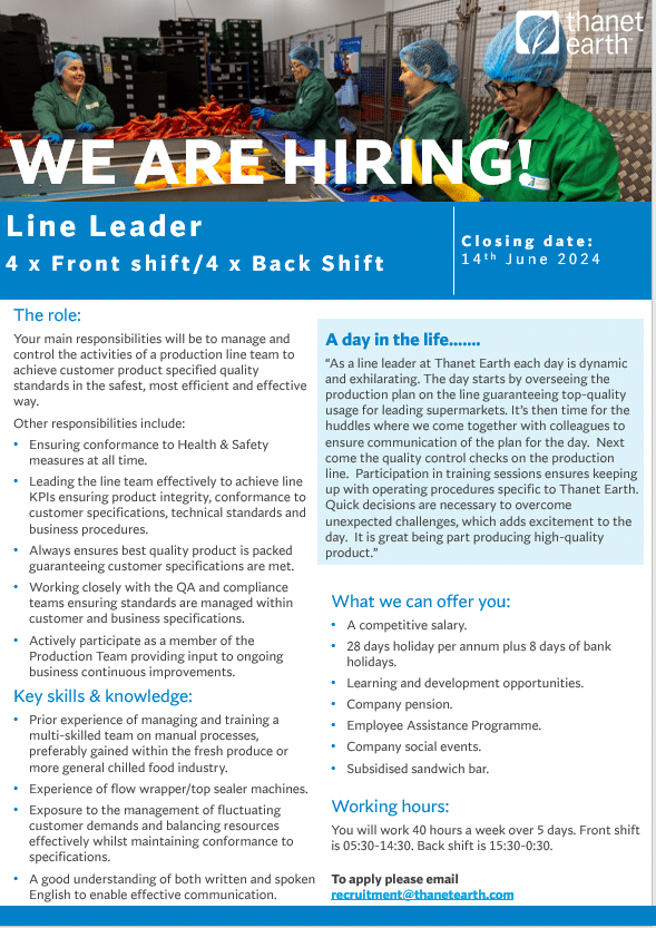 Thanet Earth Current Roles - Thanet Earth