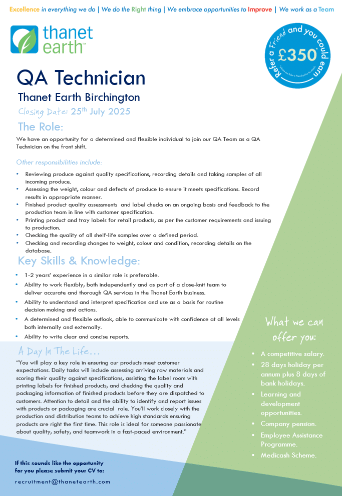 Thanet Earth Current Roles - Thanet Earth